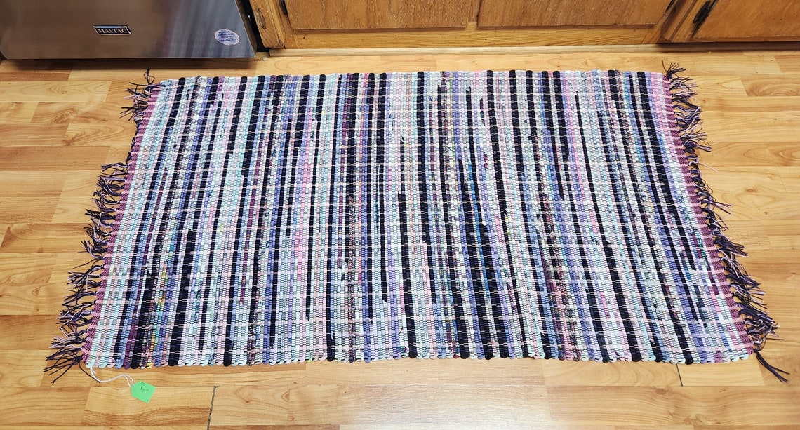 Shades of Pink, Purple and Black Rag Rugs, Handwoven Rag Rug, Upcycled ...