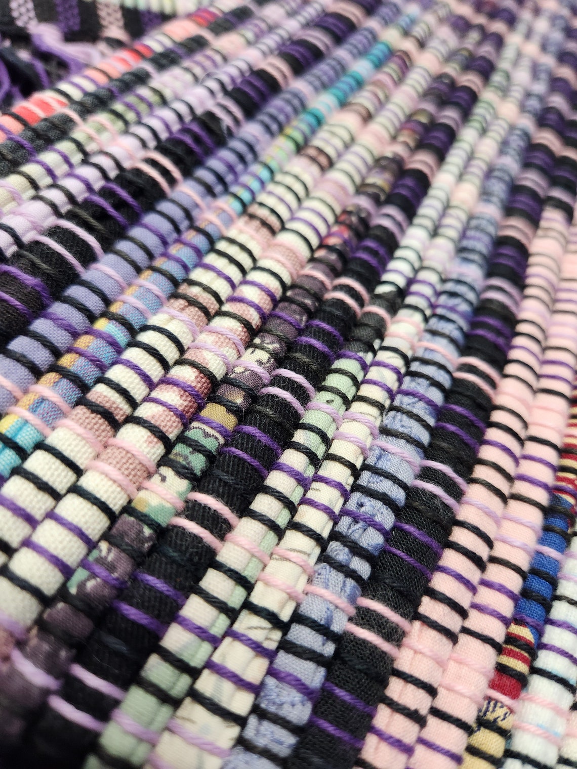 Shades of Pink, Purple and Black Rag Rugs, Handwoven Rag Rug, Upcycled ...