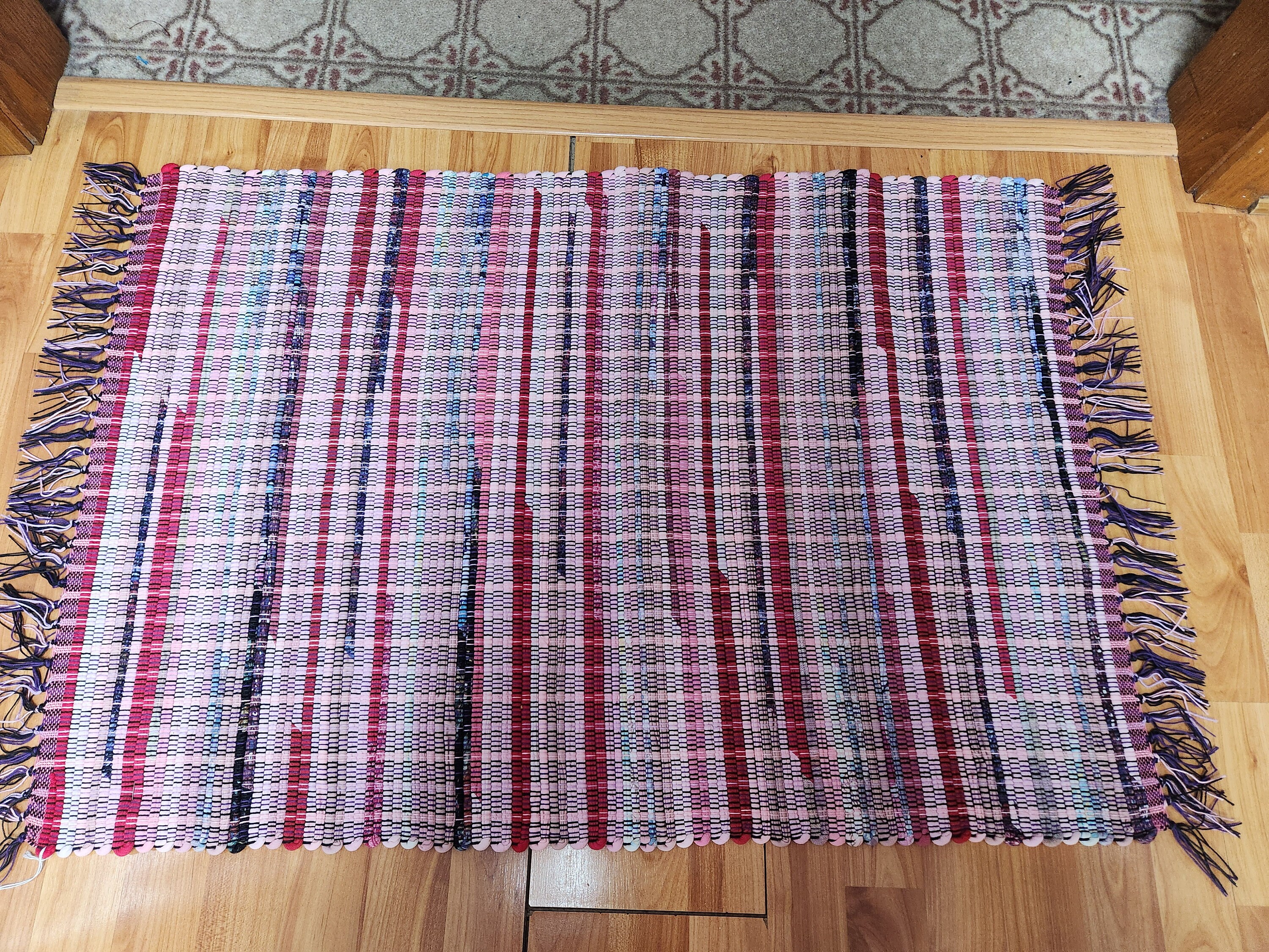 Shades of Pink Rag Rugs, Handwoven Rag Rug, Upcycled Fabrics, 26x37 ...