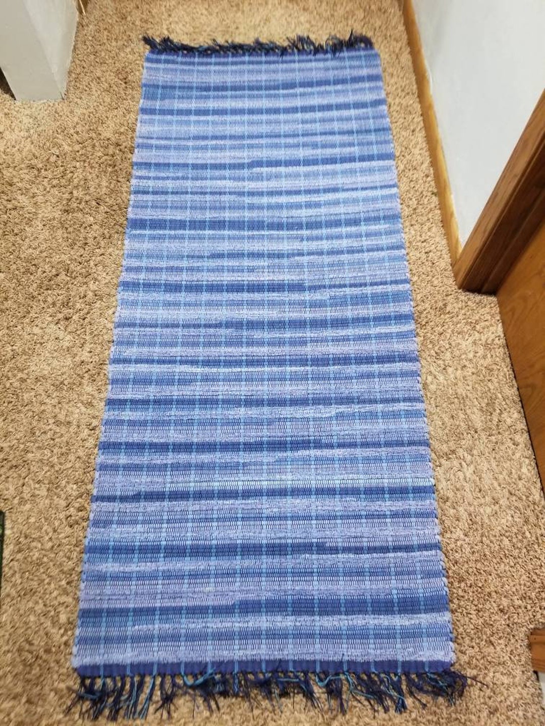 Shades of Medium Blues Rag Rugs - Etsy