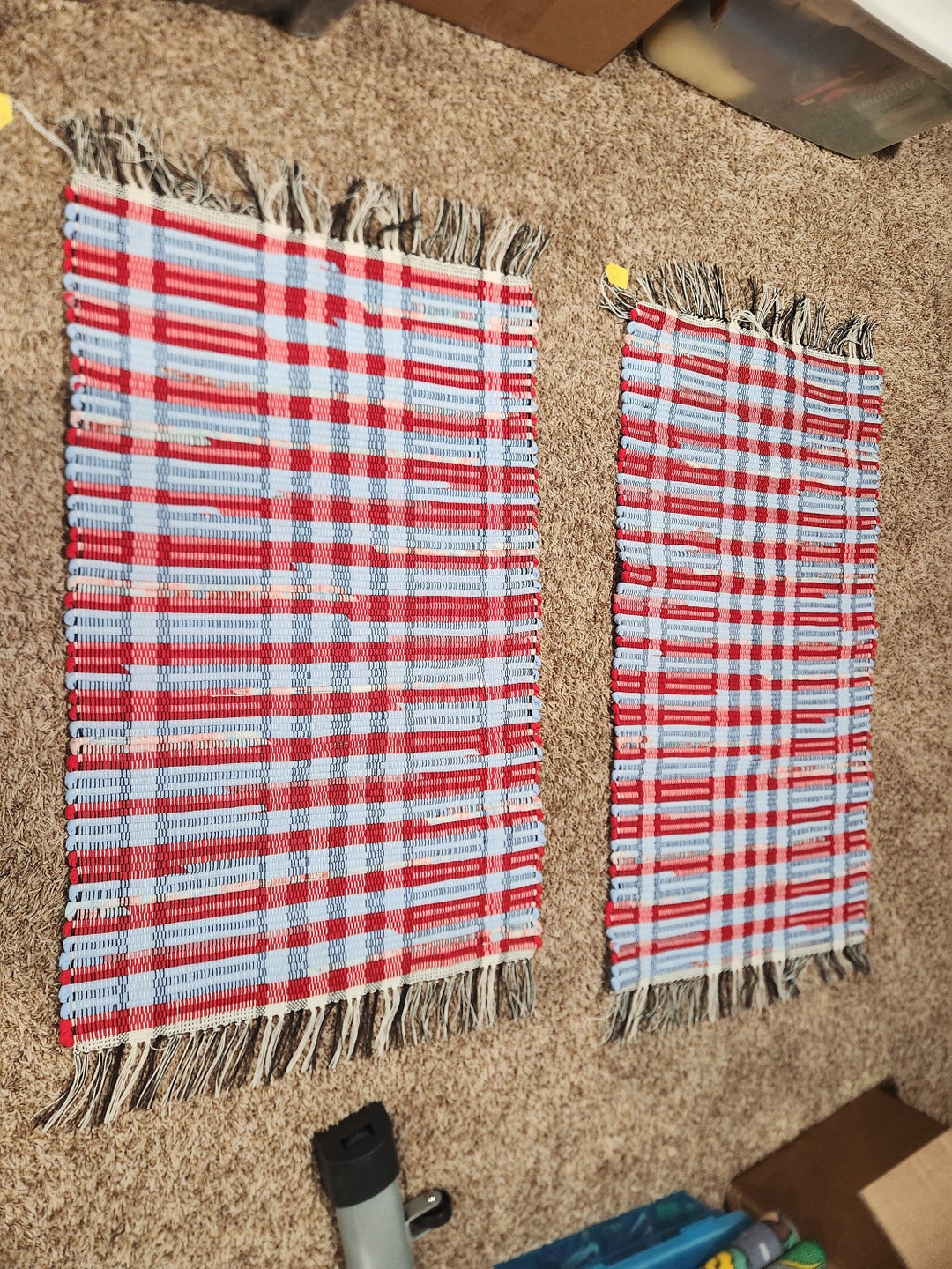 Rag Rug, Red and Blues Rainbow, Upcycled Knit Fabrics - Etsy