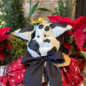 Primitive Handmade Farmhouse Cow , Hand Painted Cow , Primitive Folk ...