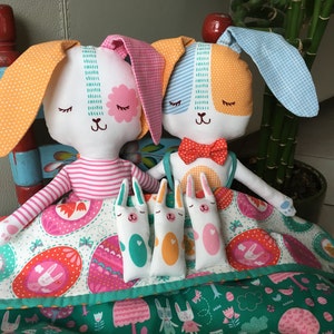 Fabric Bunnies Doll Set , 6 Piece Spring Bunny Fabric Doll Set WITH ...