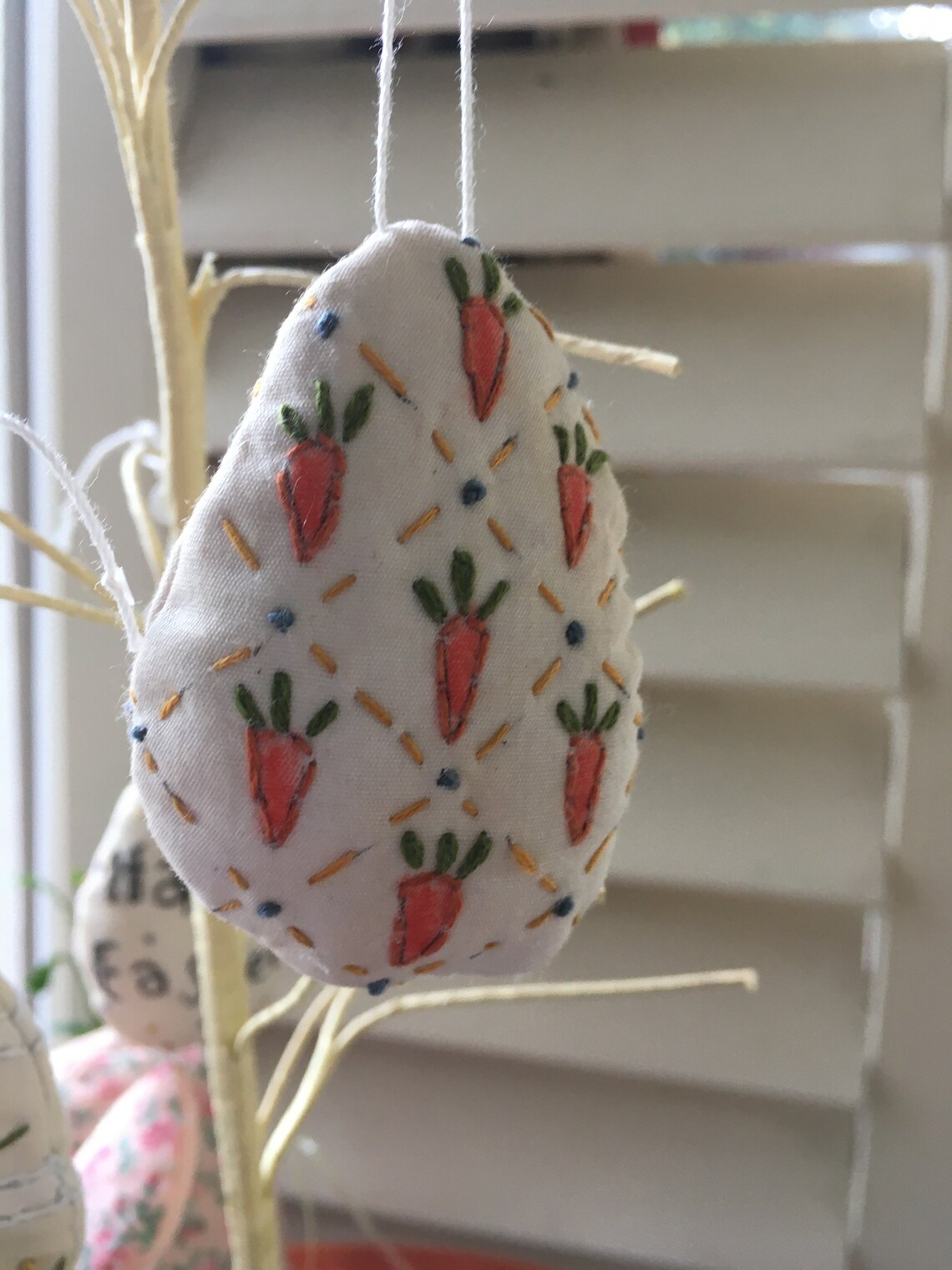 Embroidered Easter Egg - Spring Carrot Design - Easter Bowl Filler ...
