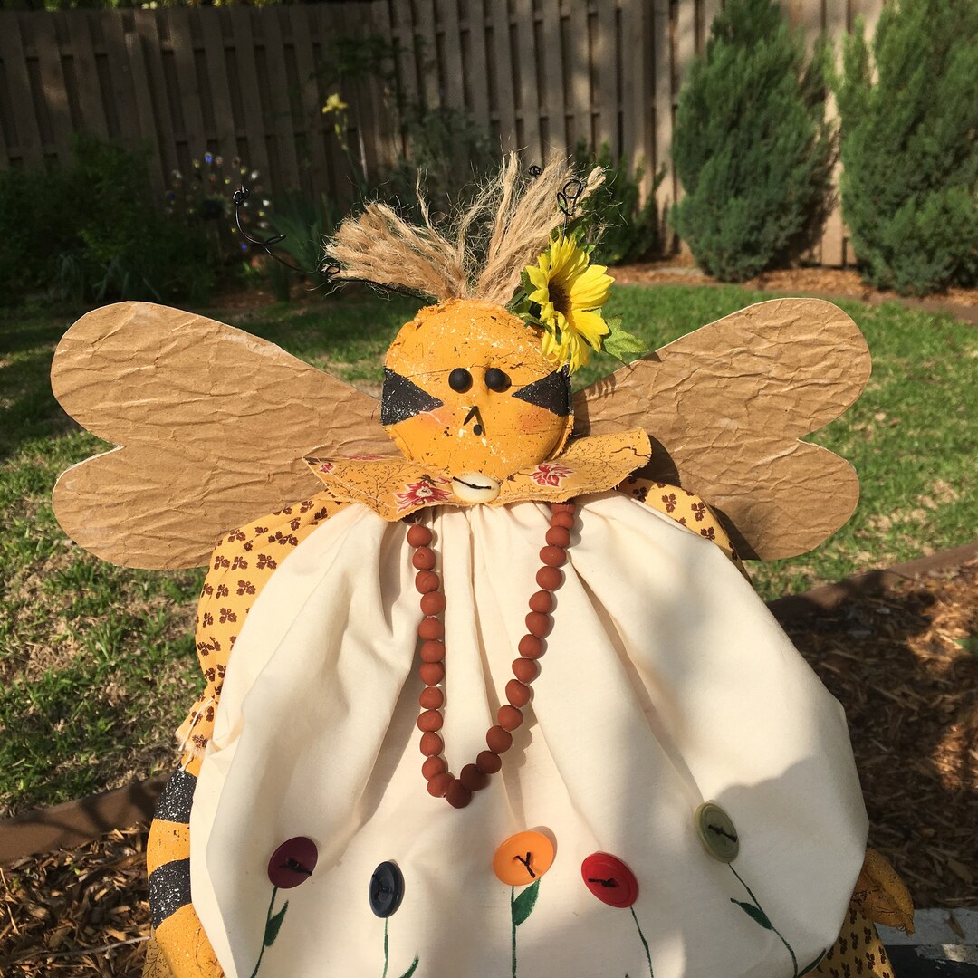 Handmade Primitive Gardent Bee - Primitive Doll - Country Decor ...