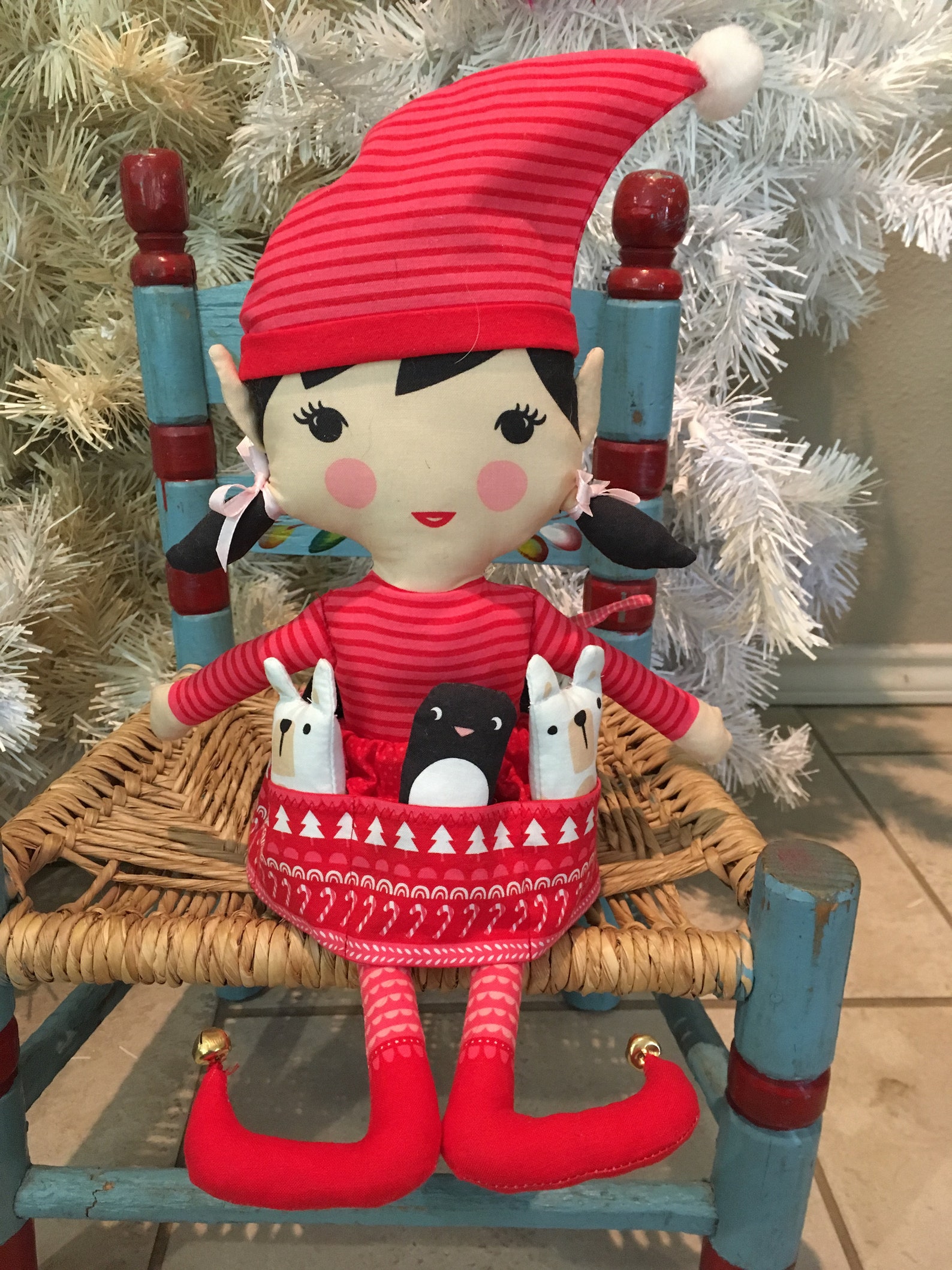 Christmas Elves Doll Set , 8 Piece Fabric Doll Set , Holiday Doll Set ...