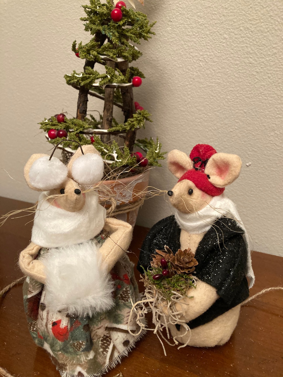 Winter Mice - Set of Two - Primitive Mice , Snowy Mice , Handmade Folk ...