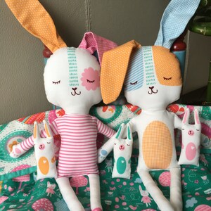 Fabric Bunnies Doll Set , 6 Piece Spring Bunny Fabric Doll Set WITH ...