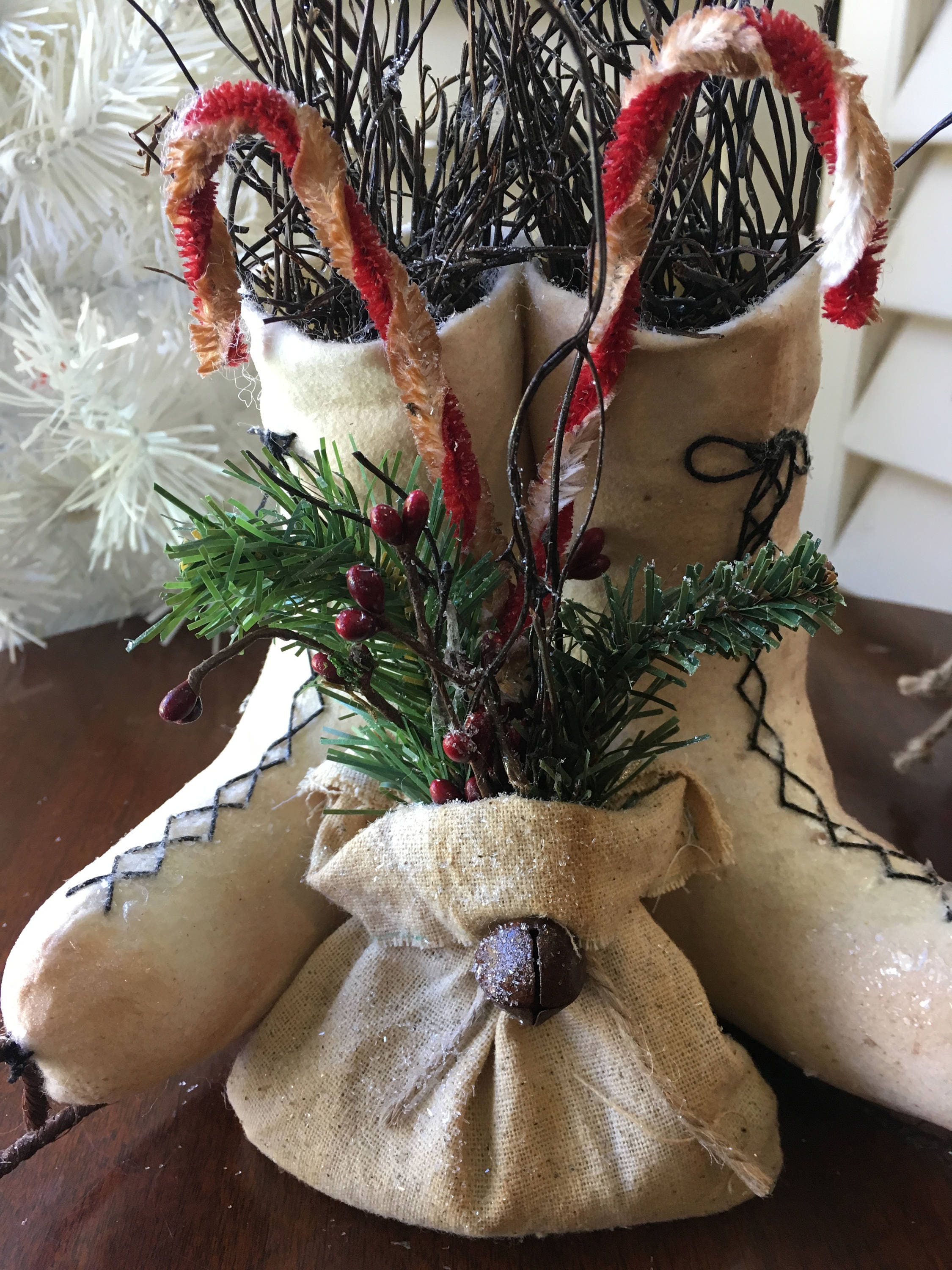 Handmade Primitive Ice Skates - Holiday Table Decoration - Primitive ...