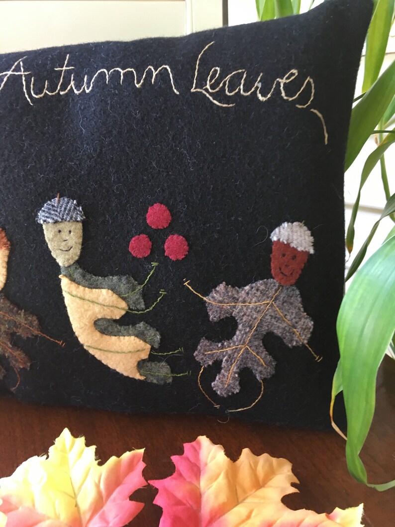 Autumn Wool Applique Pillow All Through the Night Wool - Etsy