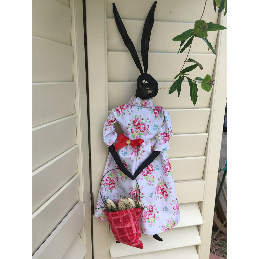 Spring Wall Decoration - Primitive Spring Rabbit - Folk Art Wall ...