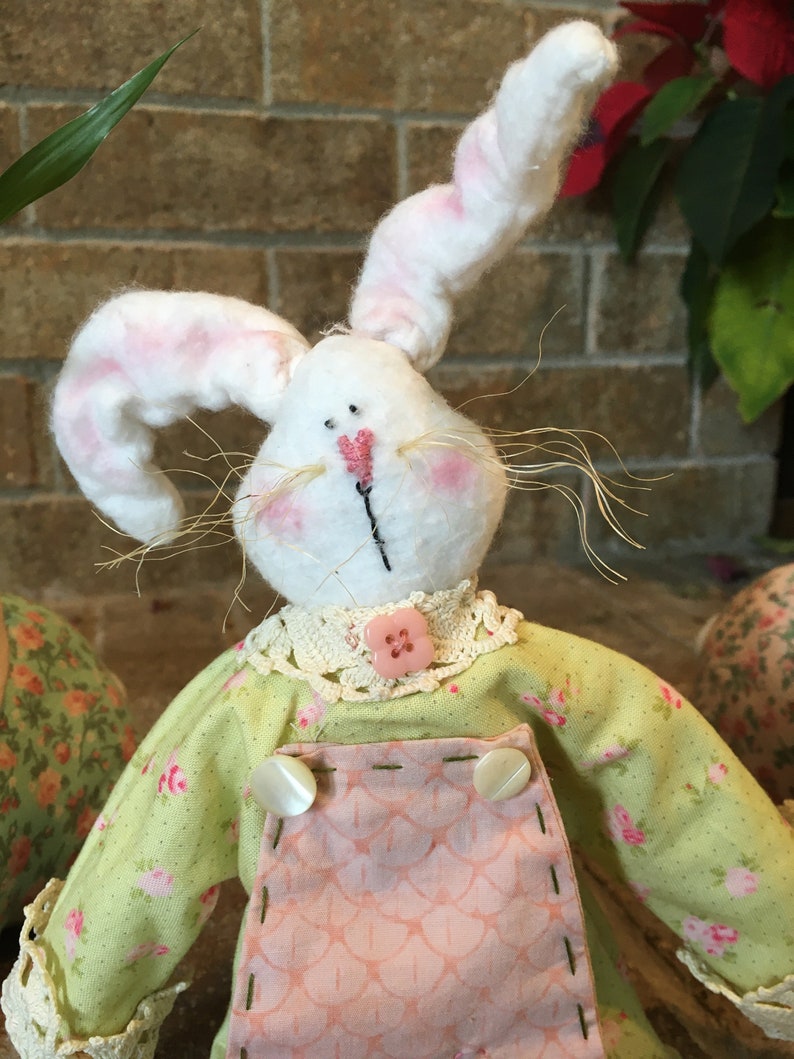 Country Spring Bunny - Spring Rabbit - Cottage Decor - Shelf Sitter ...