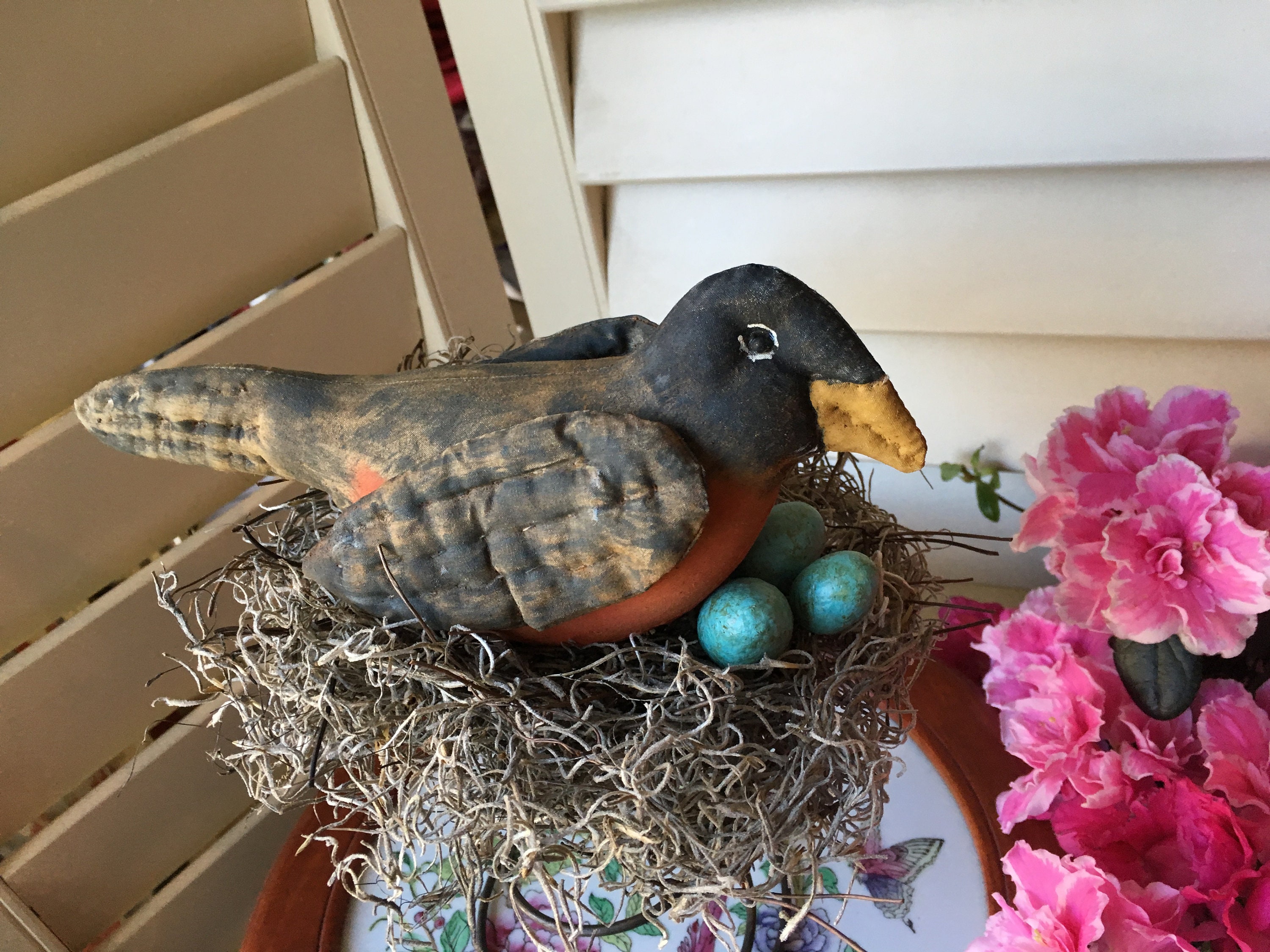 Primitive Spring Backyard Birds Primitive Robin Farmhouse - Etsy