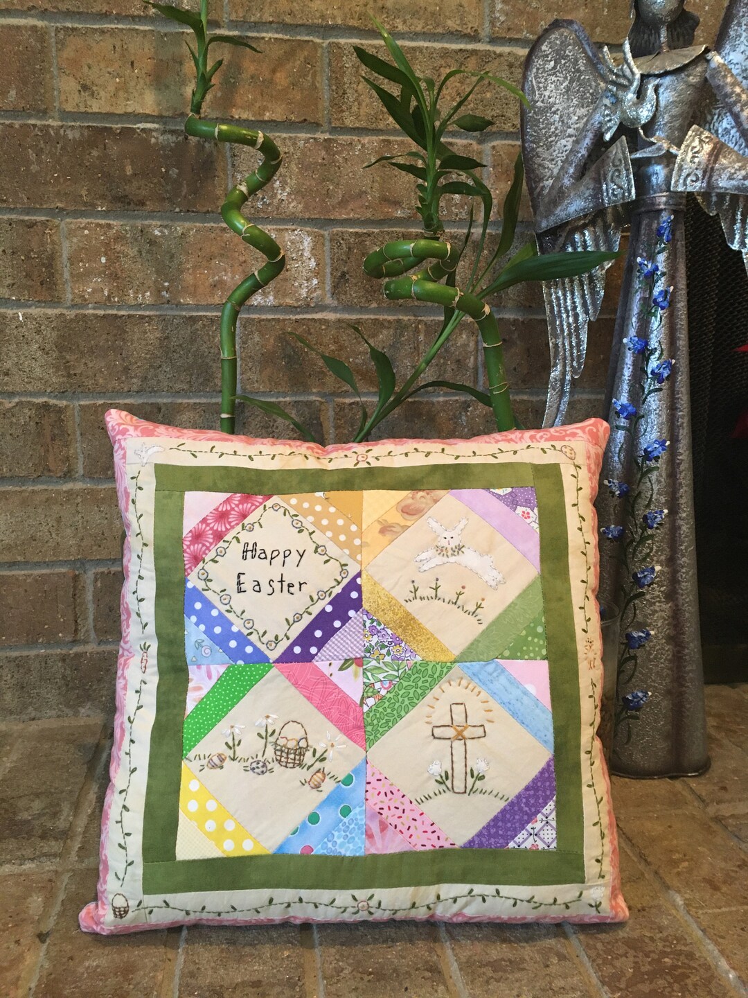 Easter Sampler Decorative Pillow - Easter Accent Pillow - Hand ...