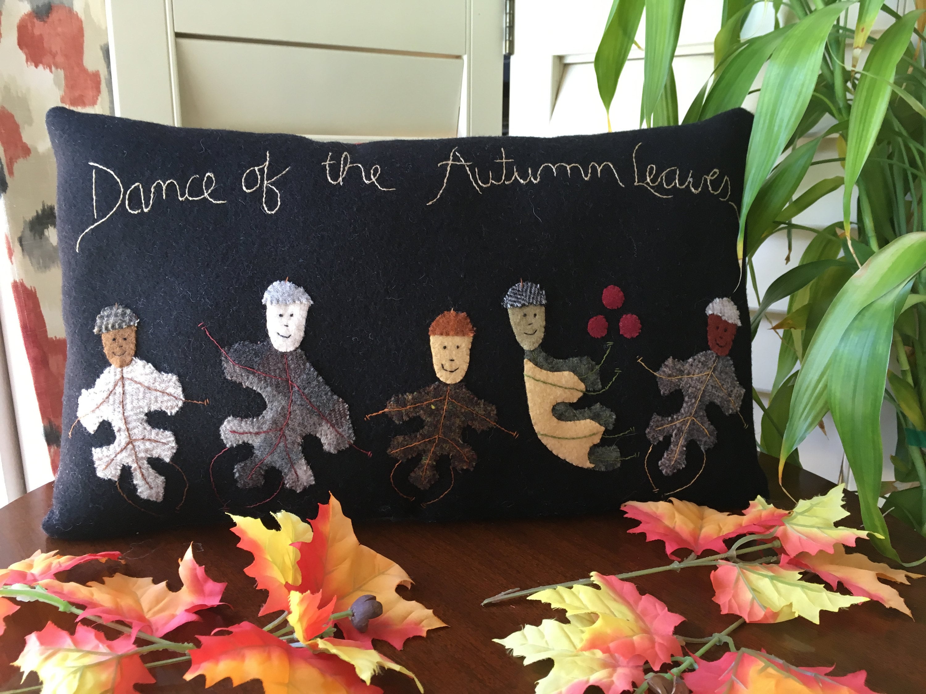 Autumn Wool Applique Pillow All Through the Night Wool - Etsy