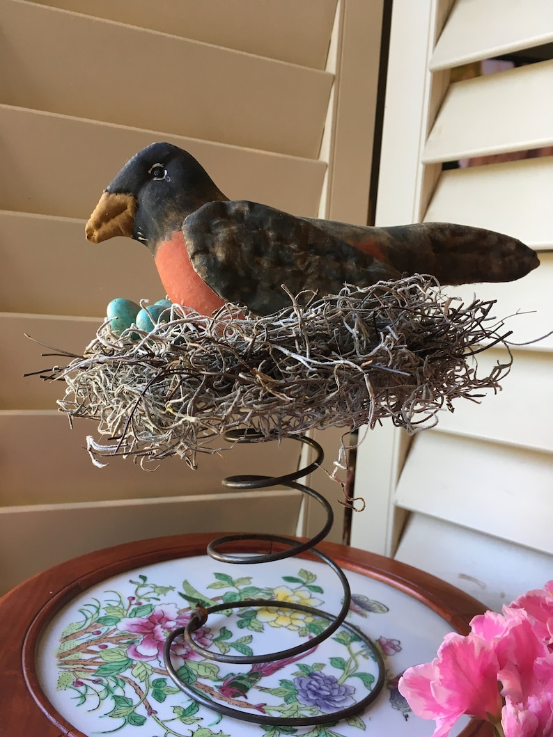 Primitive Spring Backyard Birds Primitive Robin Farmhouse - Etsy