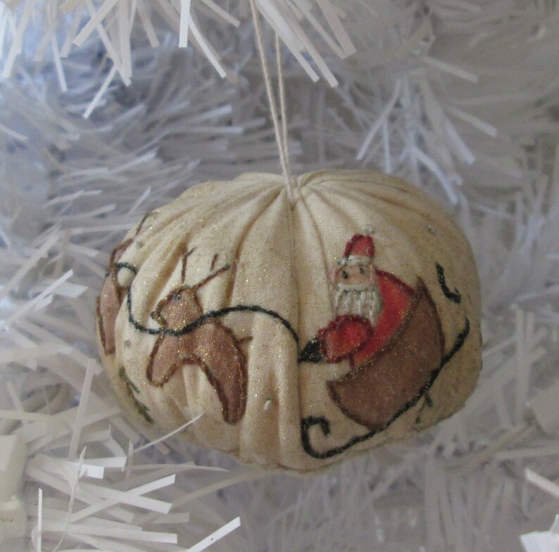 Primitive Tree Ornament Santa With Reindeer Hand - Etsy