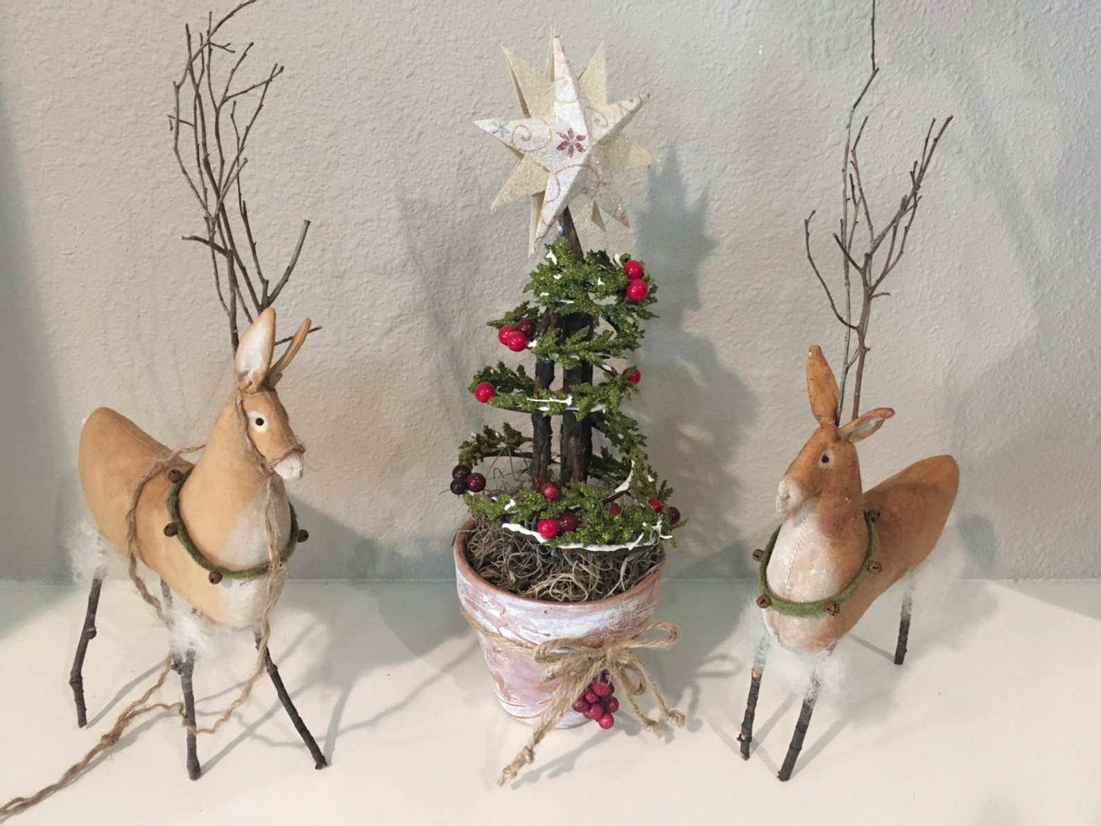 Primitive Reindeer Family - Holiday Reindeer Display - Handmade ...