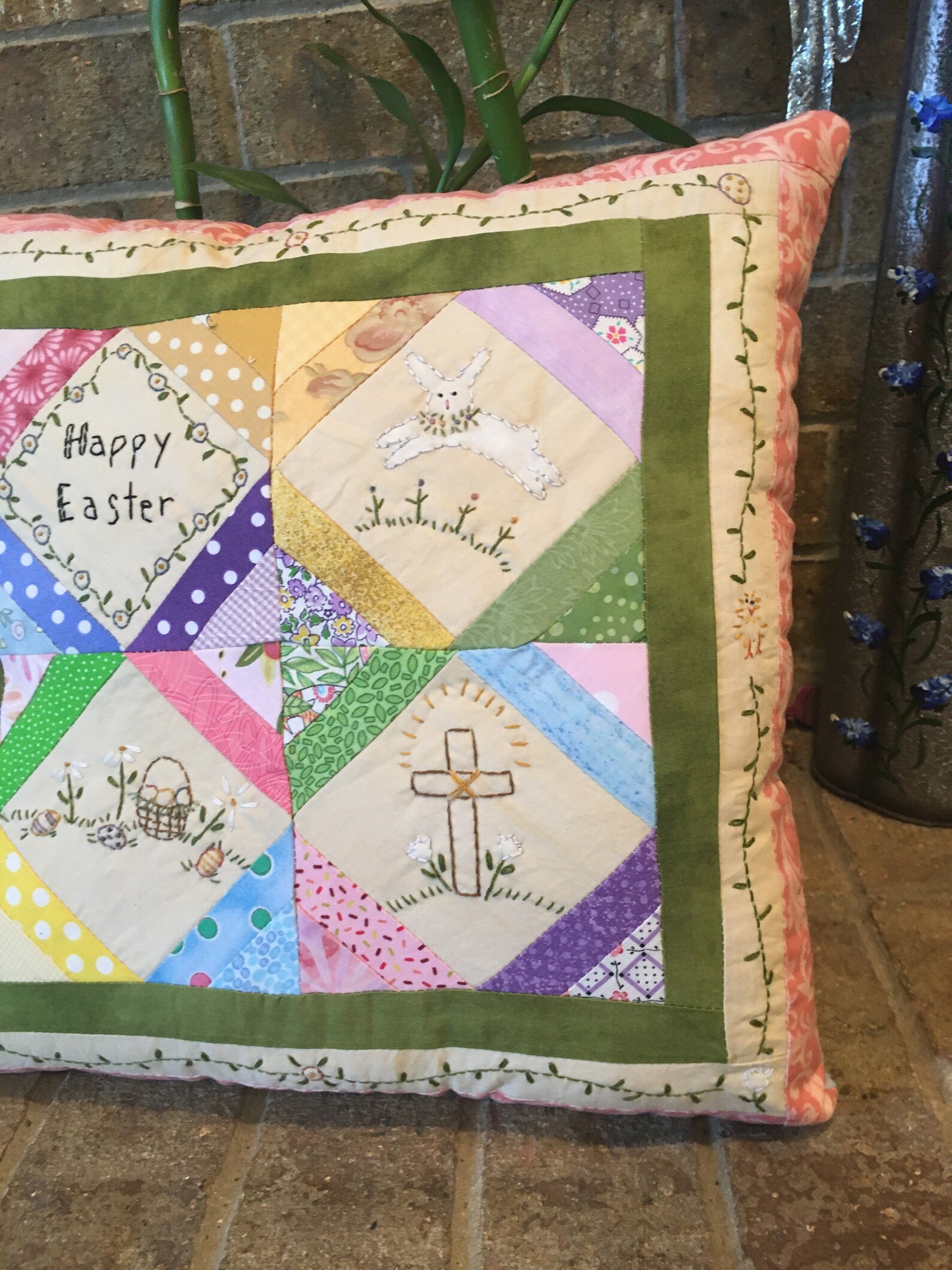 Easter Sampler Decorative Pillow - Easter Accent Pillow - Hand ...