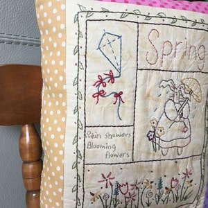 Decorative Spring Sampler - Hand Embroidered Pillow - Spring Accent ...