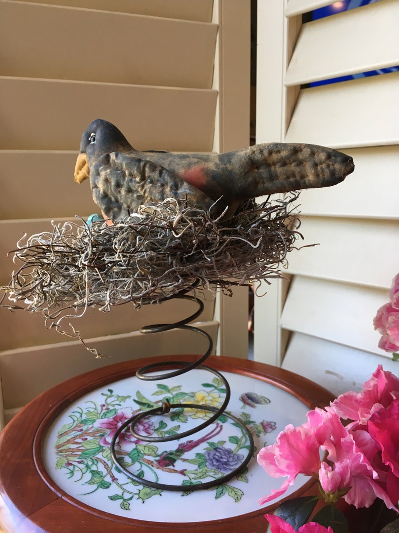 Primitive Spring Backyard Birds Primitive Robin Farmhouse - Etsy