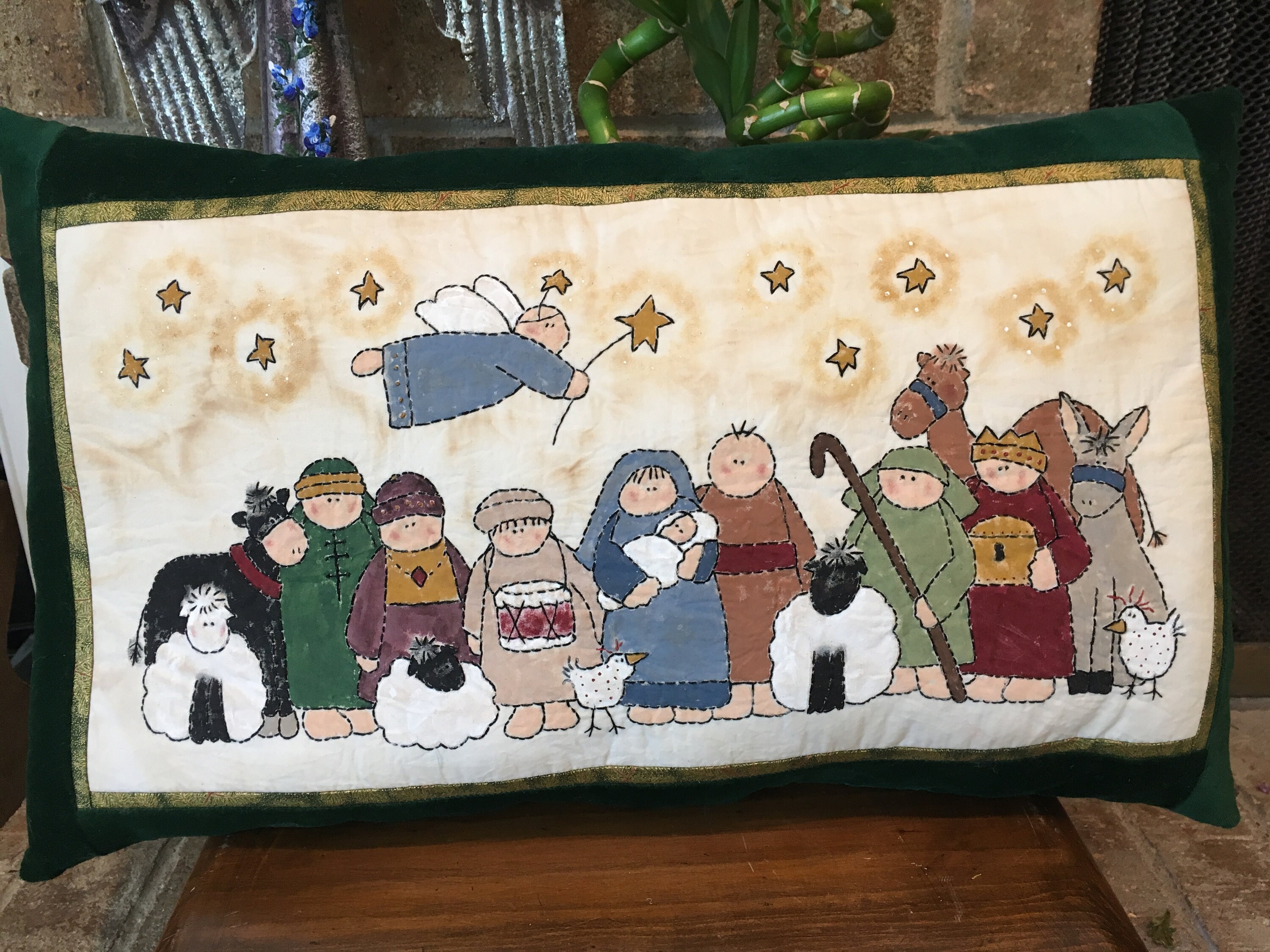 Primitive Nativity Scene Hand Painted Holiday Pillow - Etsy