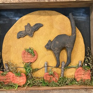 Halloween Shadow Box Wall Display Black Cat Halloween Moon Halloween ...
