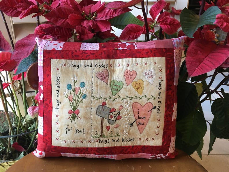 Valentine's Day Sampler Decorative Pillow Valentine Room - Etsy