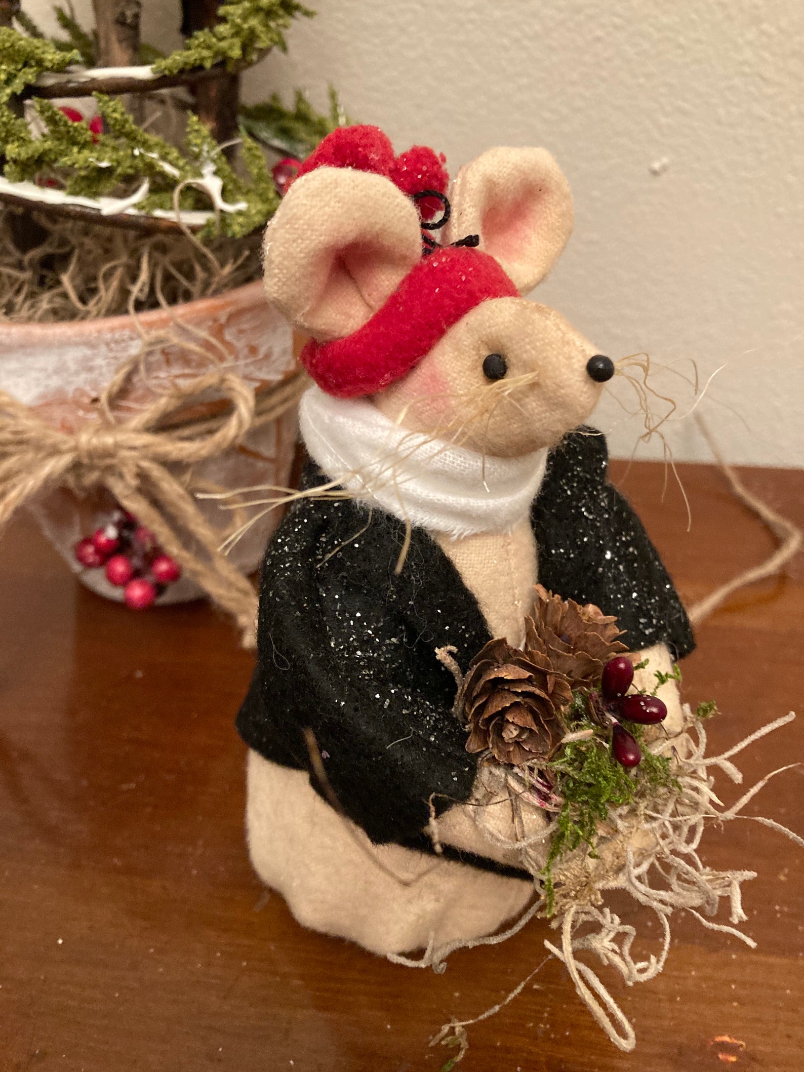 Winter Mice - Set of Two - Primitive Mice , Snowy Mice , Handmade Folk ...