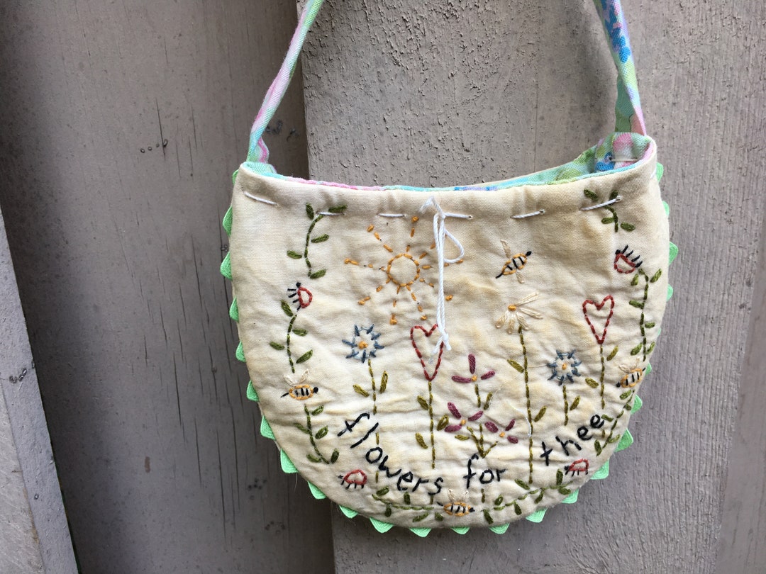 Spring Embroidered Gift Bag - Summer Garden Decor - Decorative Spring ...