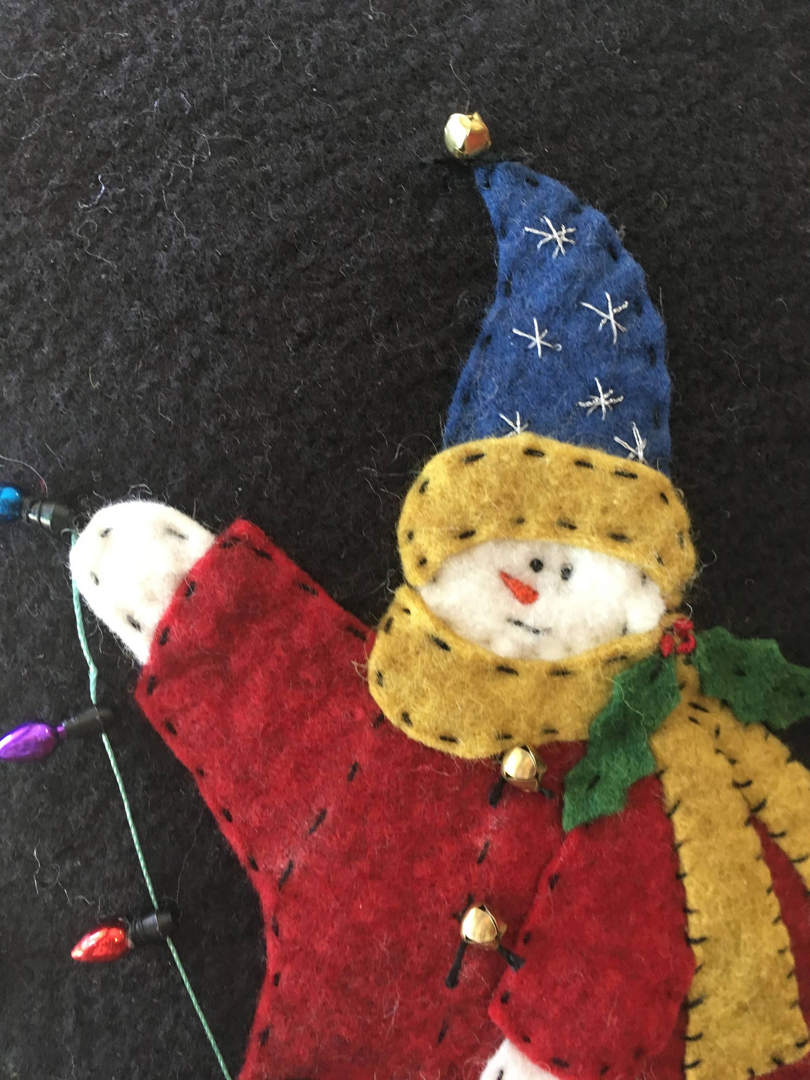 Appliqued Pillow , Wool Felt Snowman , Holiday Appliqued Pillow ...