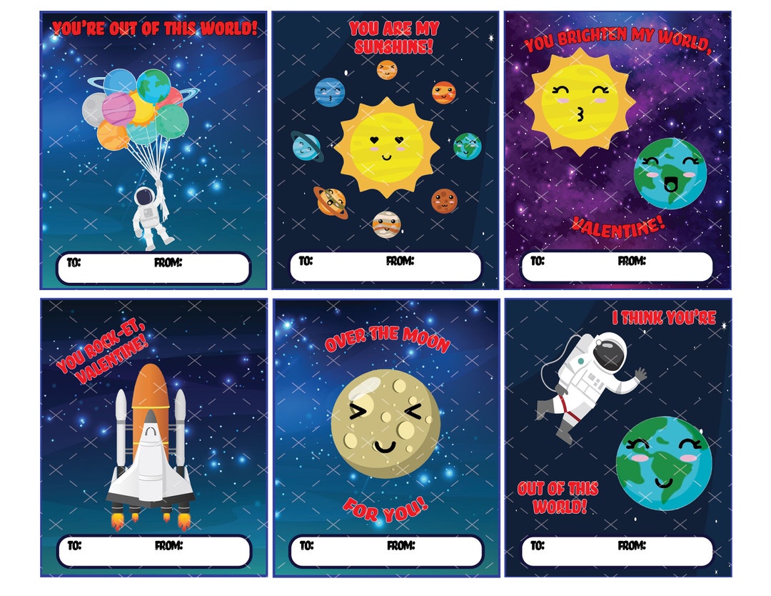 Outer Space Valentines | Valentine Cards | Printable Valentines | Kids ...