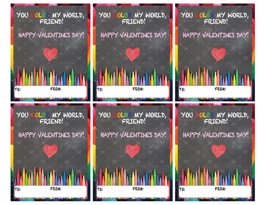 Colorful Crayon Valentines | Printable Valnetines | Crayon Valentine ...