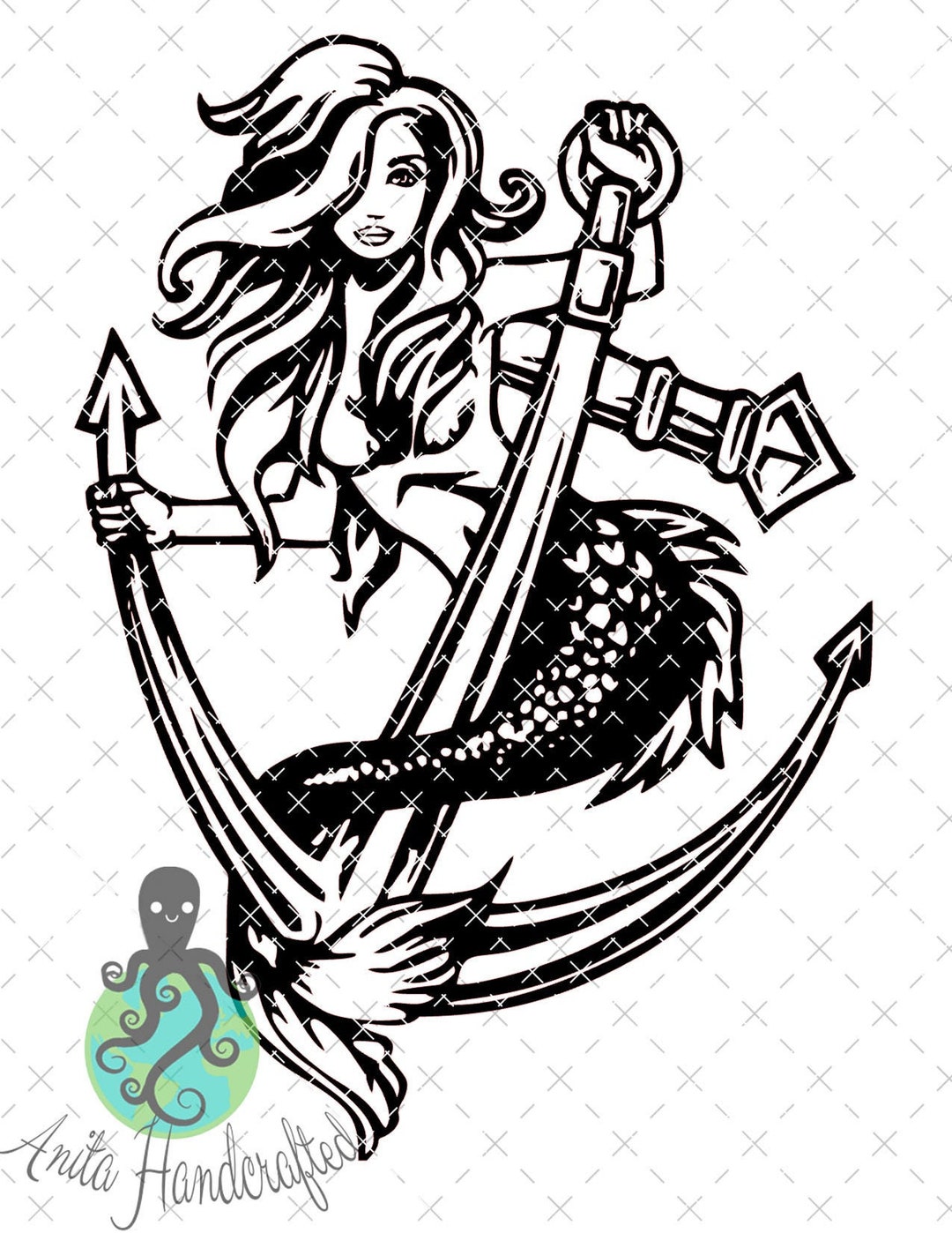 Mermaid Anchor Sexy PNG SVG Digital Download - Etsy