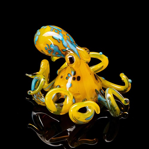 Small Yellow Glass Octopus Glass Figurine Octopus - Etsy