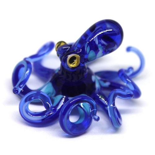 Small Glass Octopus Glass Figurine Miniature Octopus Little - Etsy