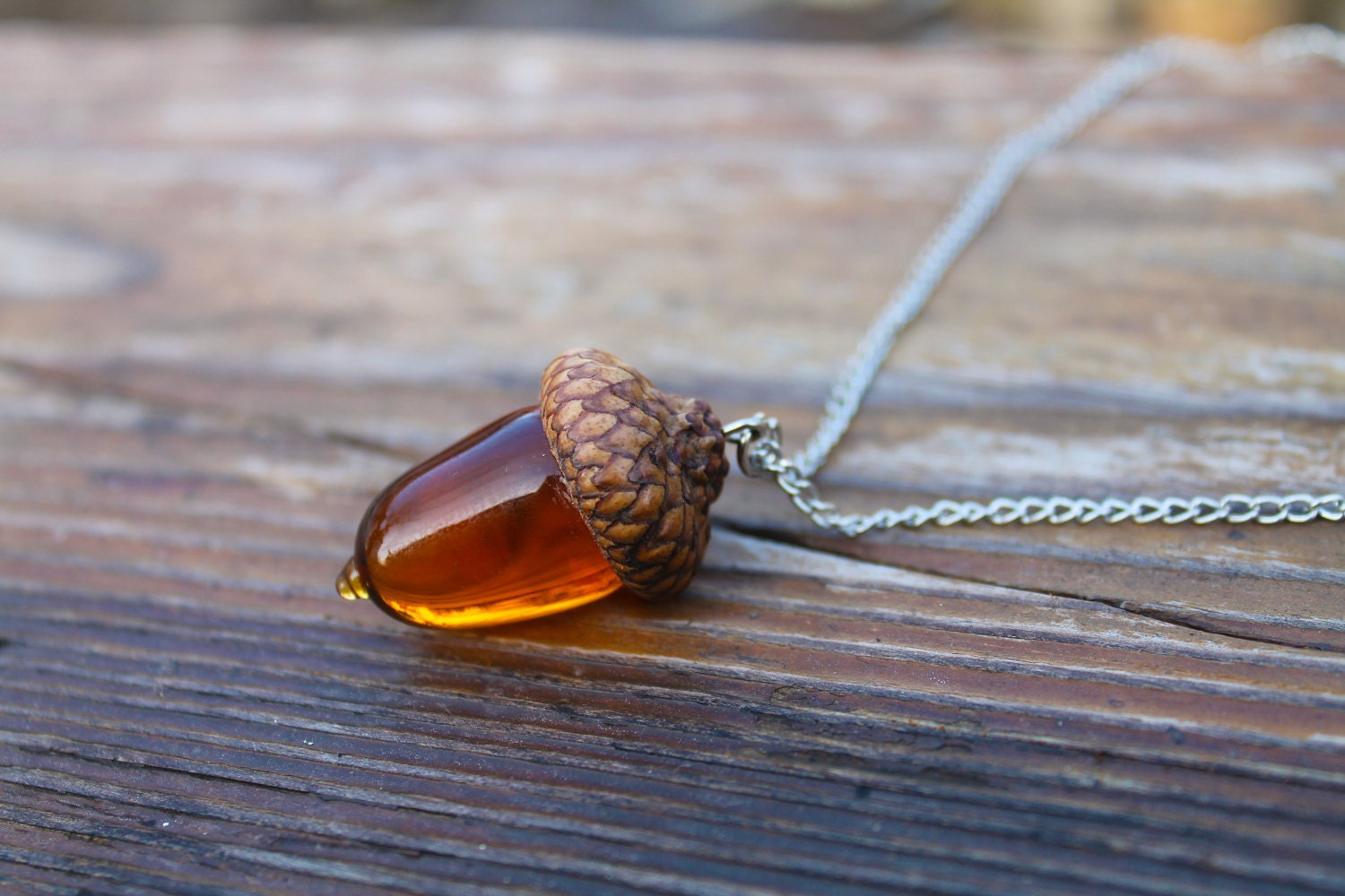 Glass Acorn Necklace, Glass Acorn Lampwork,acorn Ornament, Made From ...