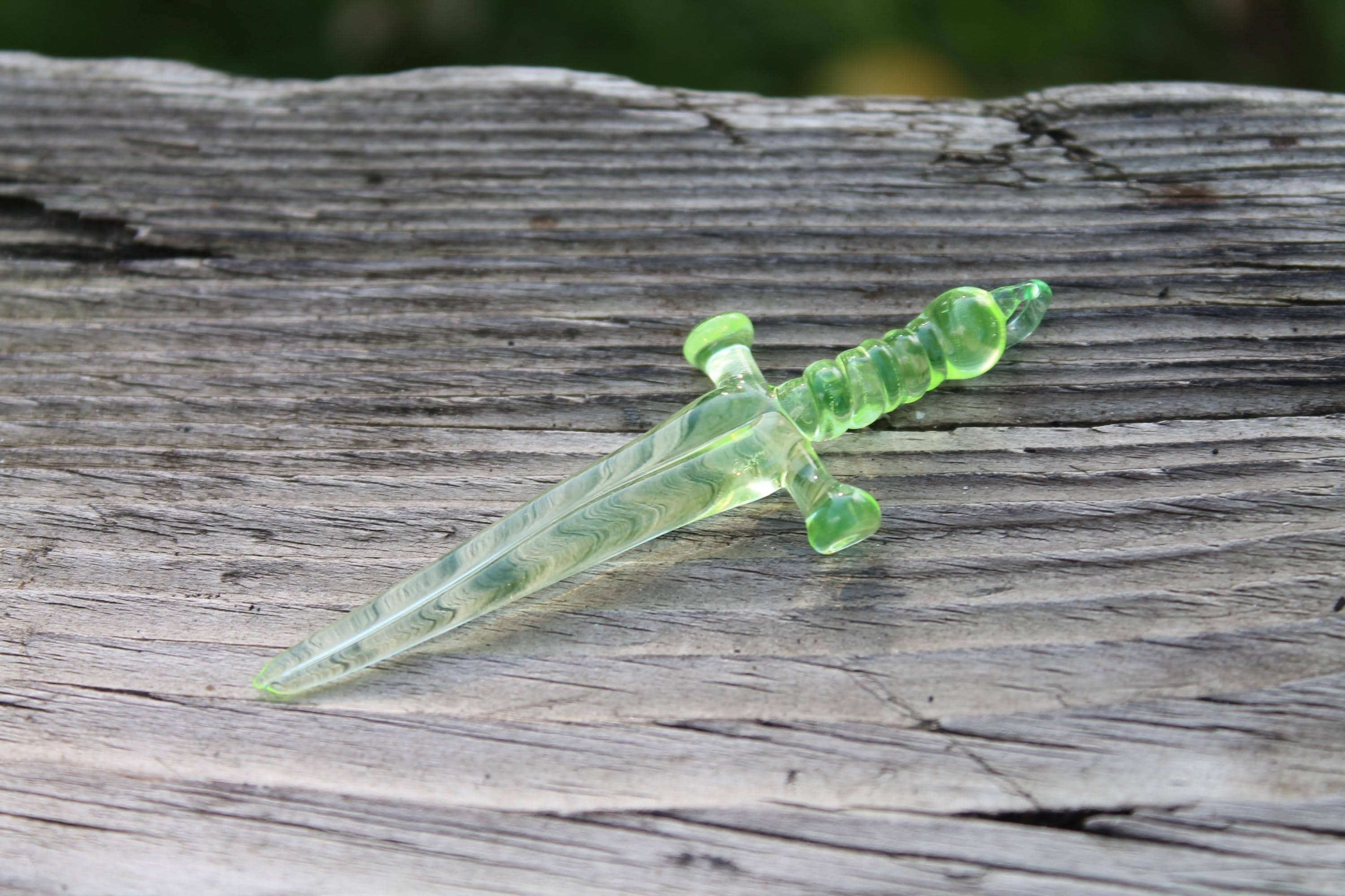 Glowing Uranium Glass Sword Figurine – Radiant Green Blade Decor Under ...