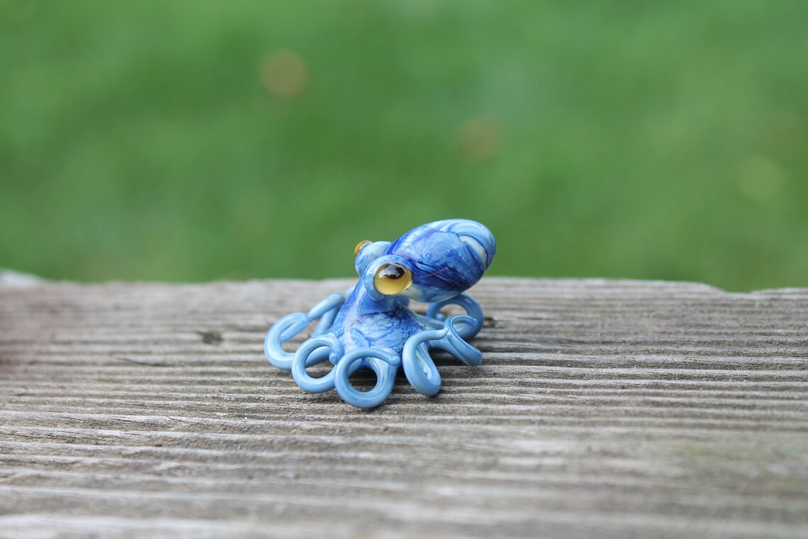 Small Glass Octopus Glass Figurine Miniature Octopus Little - Etsy