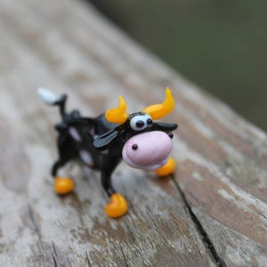 Small Glass Cow Figurine Sculpture Funny Handmade Cute Homedecor Murano ...