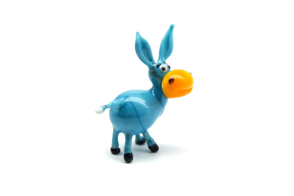Cute Glass Miniature Donkey, Whimsical, Lamp Work Miniature Character ...
