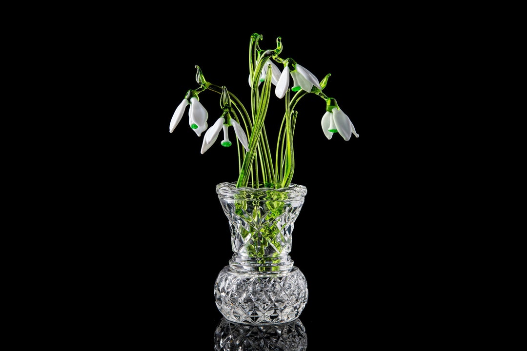 Mother's Day Flower Snowdrop Set of Three Glass Snowdrops and Crystal ...