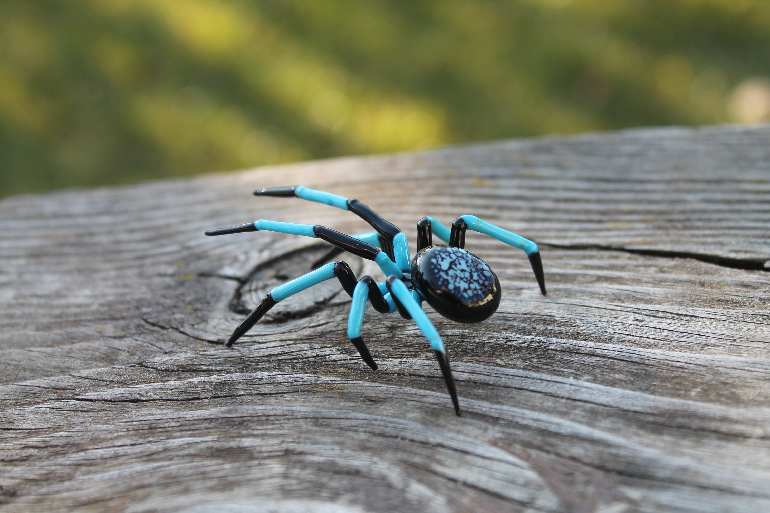 Art Glass Spider Figurine, Blown Glass Spider, Spider Halloween, Hand ...