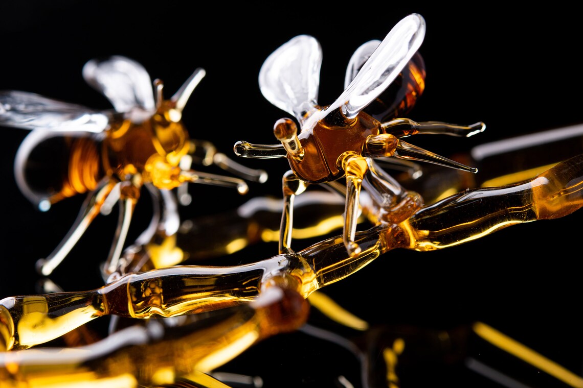 Glass Honeycomb and Bee Collectible Figurine Glass Bee Blown Glass ...