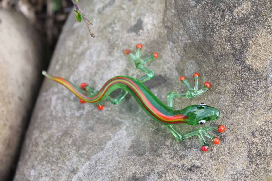 The Lizard Glass Salamander Figurine Blown Glass Lizard Hand Blown ...