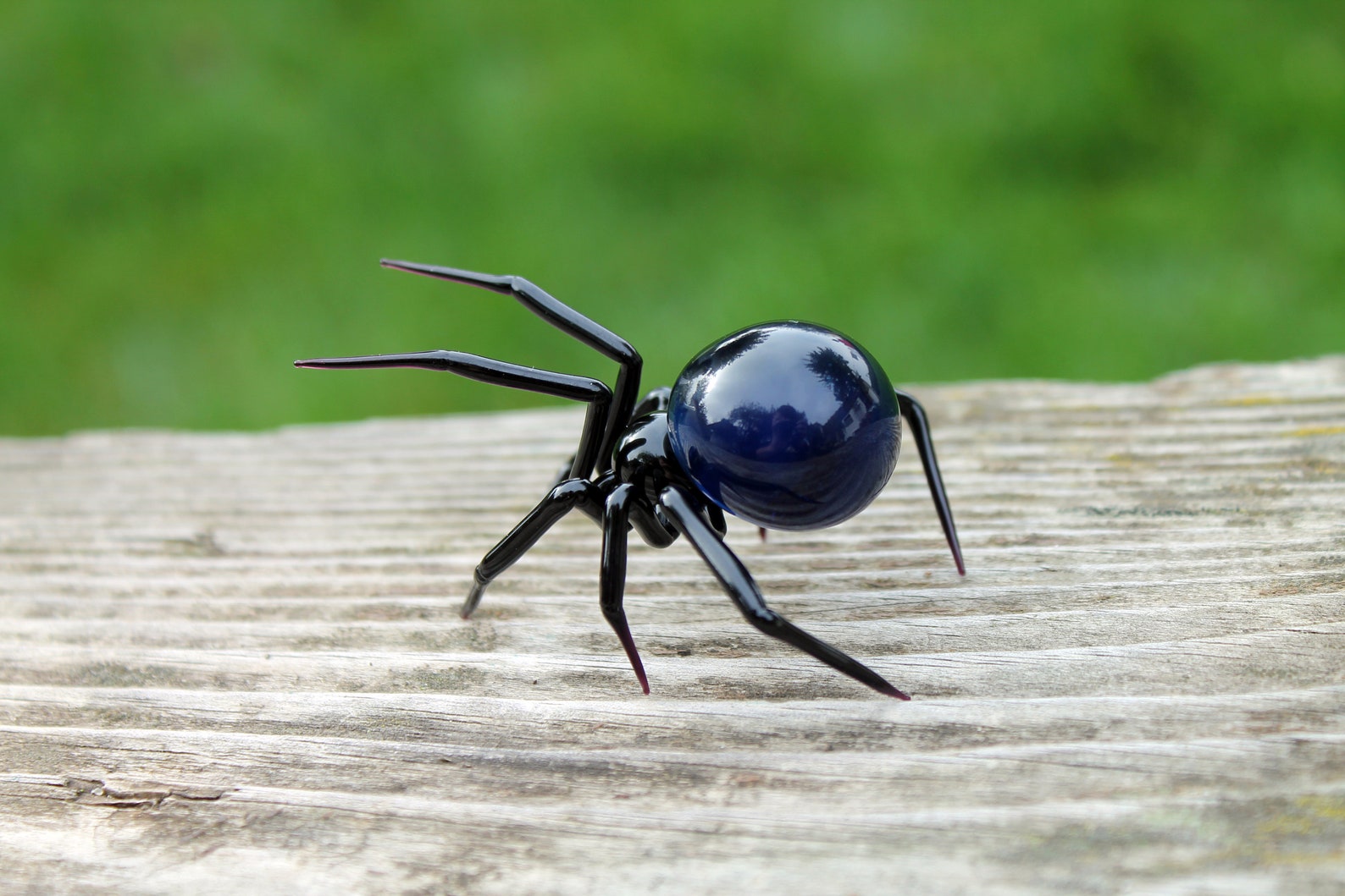 Art Glass Black Garden Spider Sculpture Blown Glass Figurine | Etsy