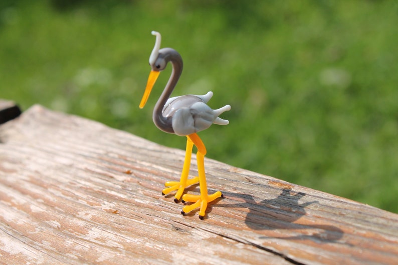 Glass Heron Bird Glass Sculpture Animals Glass Art Glass | Etsy