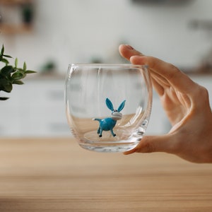 Drinking Glass Cup With Donkey Figure, Animal Cup, Table Decor, Donkey ...