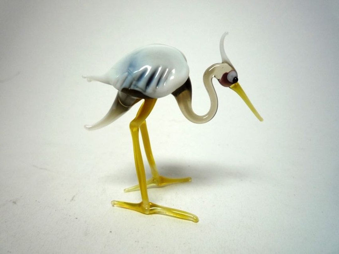 Glass Heron Bird Glass Sculpture, Animals Glass, Art Glass, Blown Glass ...