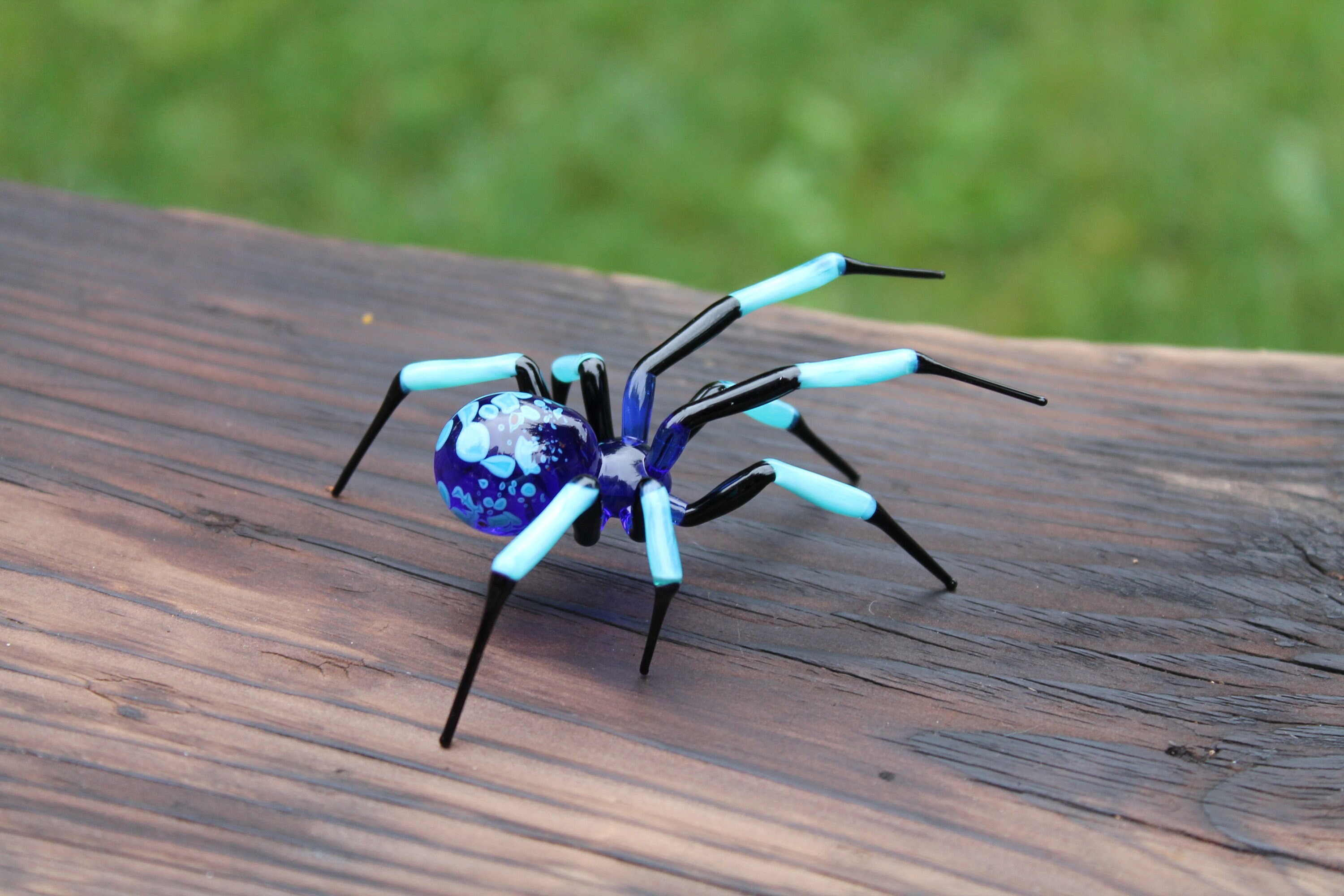 Art Glass Spider Figurine - Blown Glass Spider - Spider Halloween ...